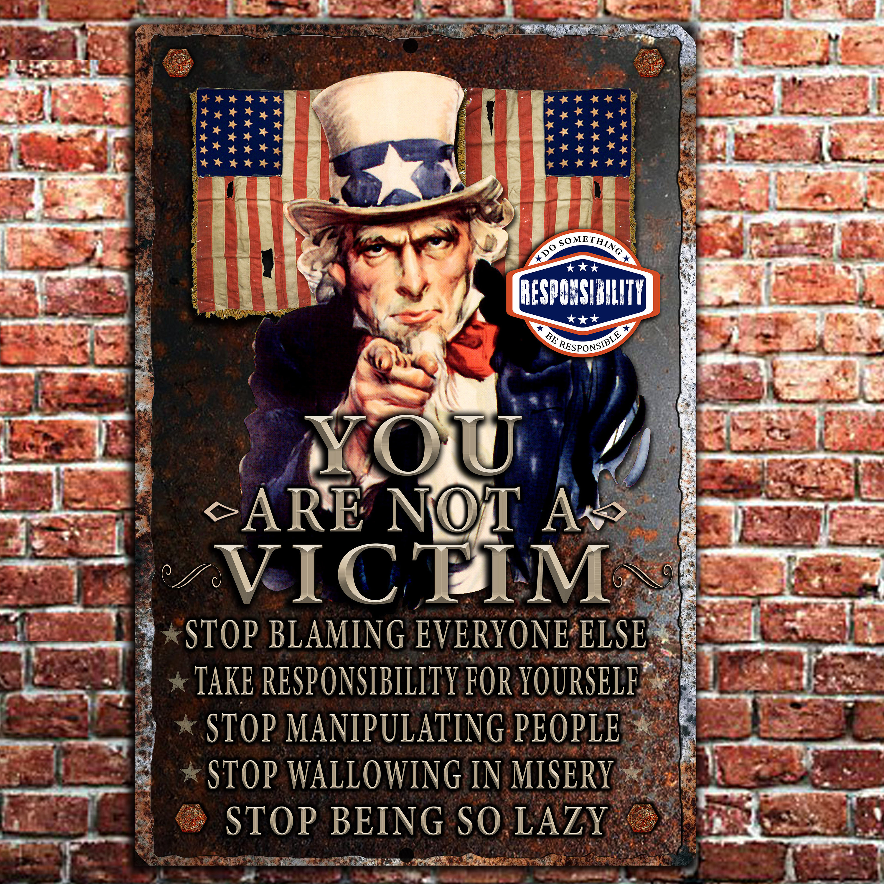 Uncle Sam Funny You Are Not a Victim Responsibility Rustic - Etsy