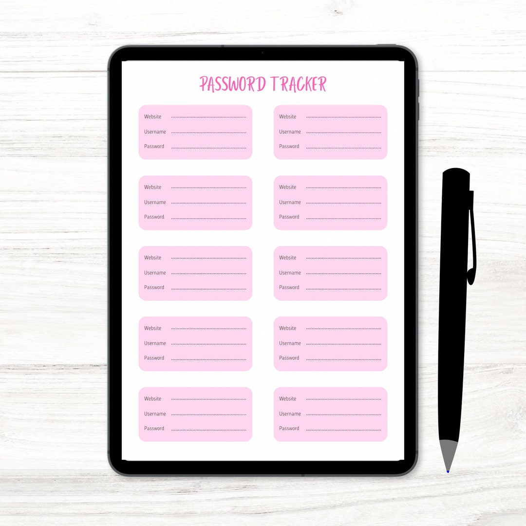 Password Tracker Printable & Fillable, Password Keeper, Password Organizer, Password Log ...