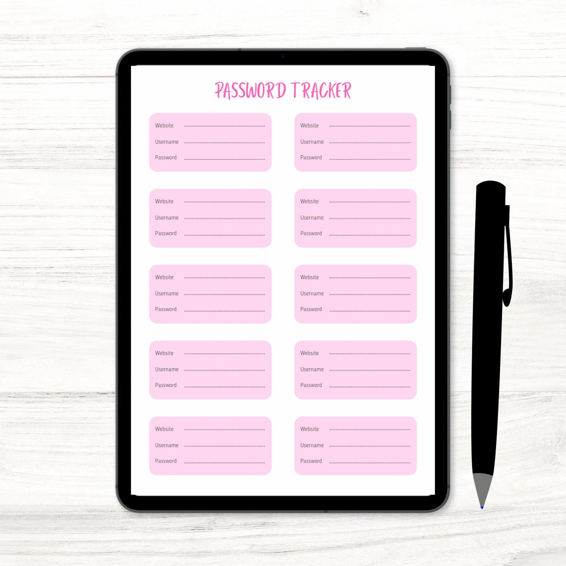 Password Tracker Printable & Fillable, Password Keeper, Password ...