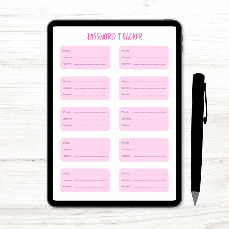 Password Tracker Printable And Fillable Password Keeper Password