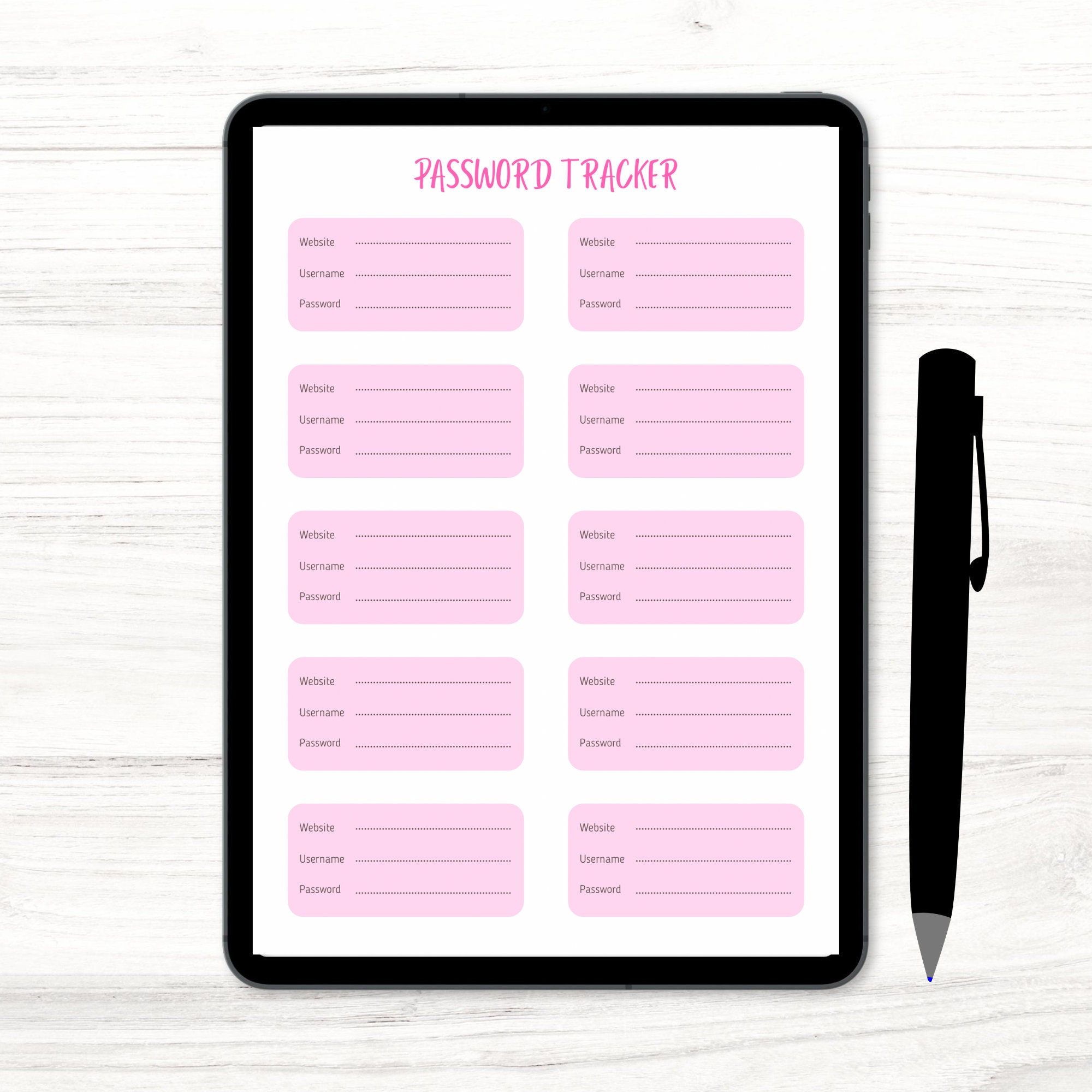 Password Tracker Printable & Fillable, Password Keeper, Password ...