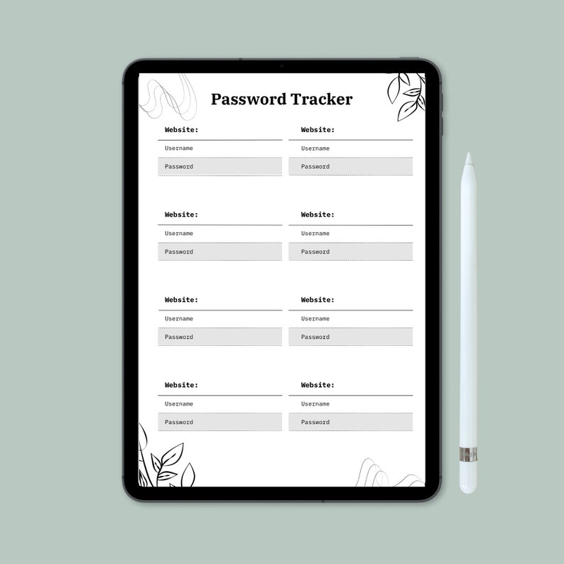 Password Tracker Printable & Fillable Password Keeper - Etsy
