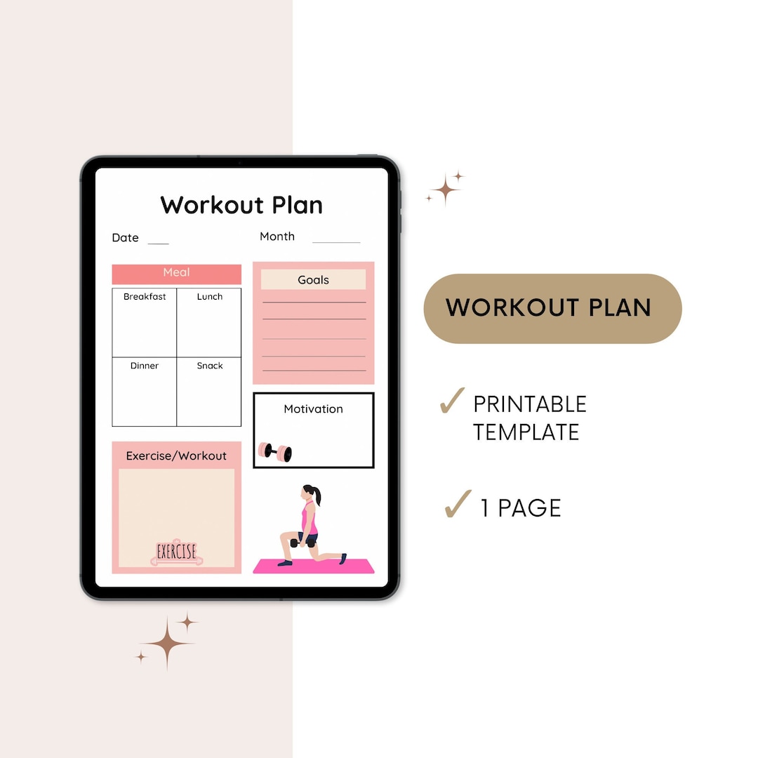 Workout Planner Printable PDF, Fitness Plan, Workout Tracker, Meal ...