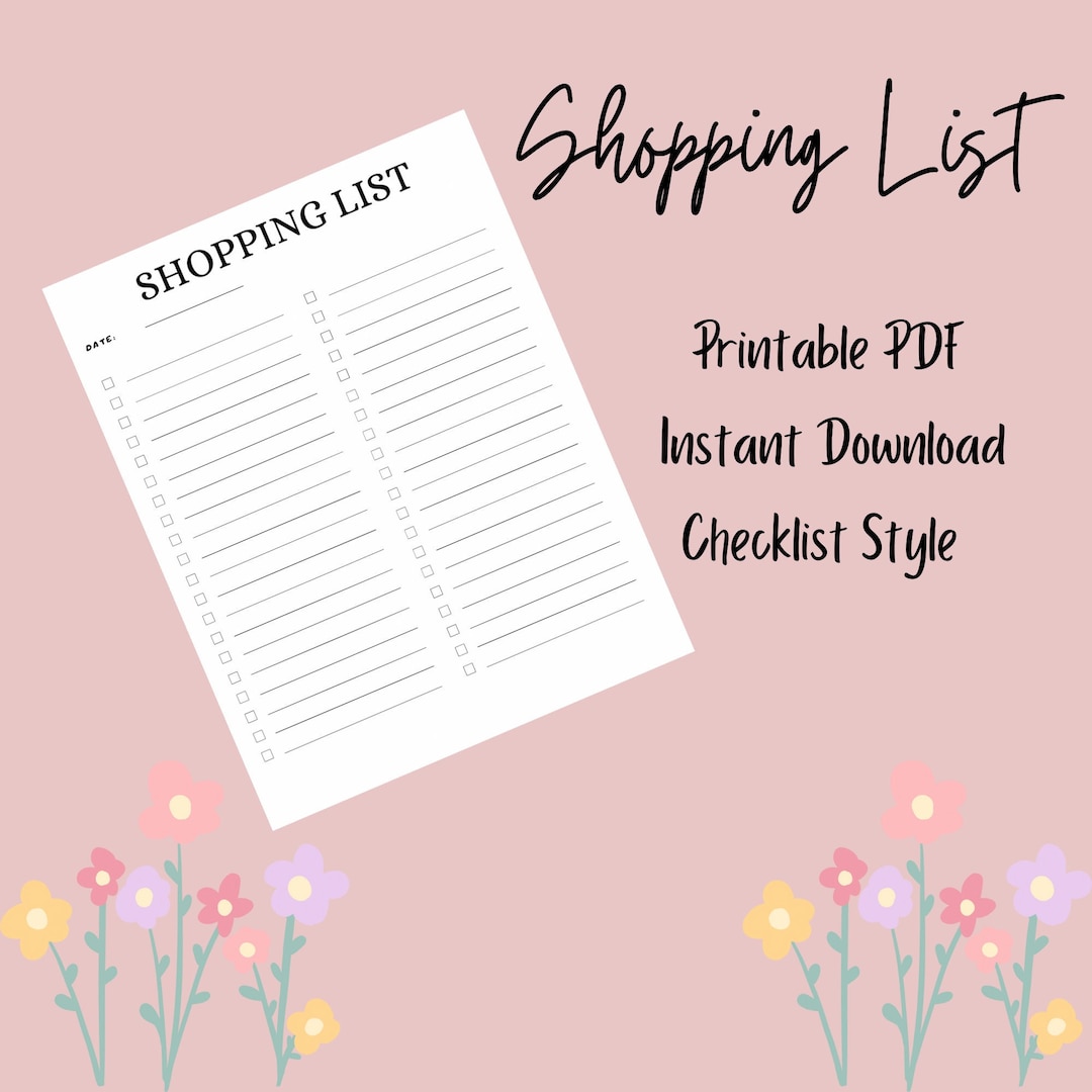 Printable Shopping List | Grocery List Printable Template | Simple ...