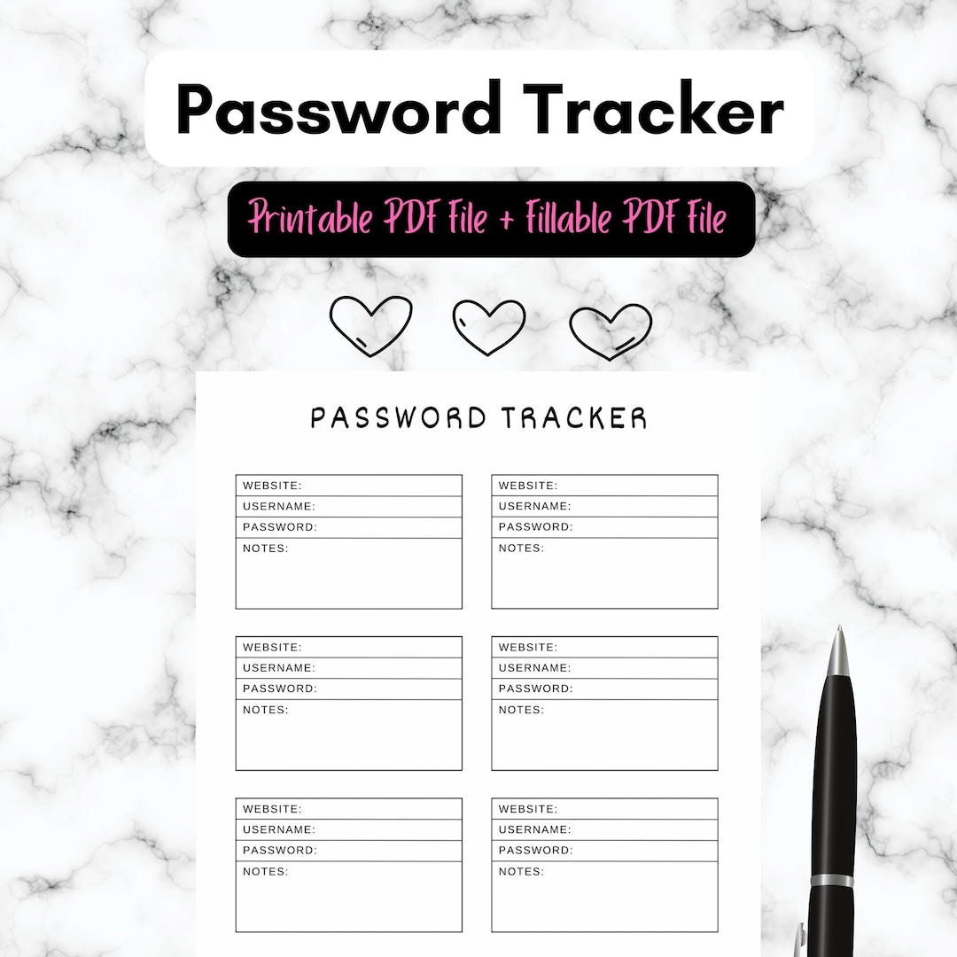 Printable Password Tracker | Simple Password Tracker | Password Log ...