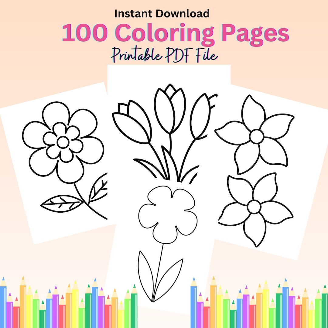 Simple Flower Printable Coloring Pages for Kids, 100 Printable Coloring ...