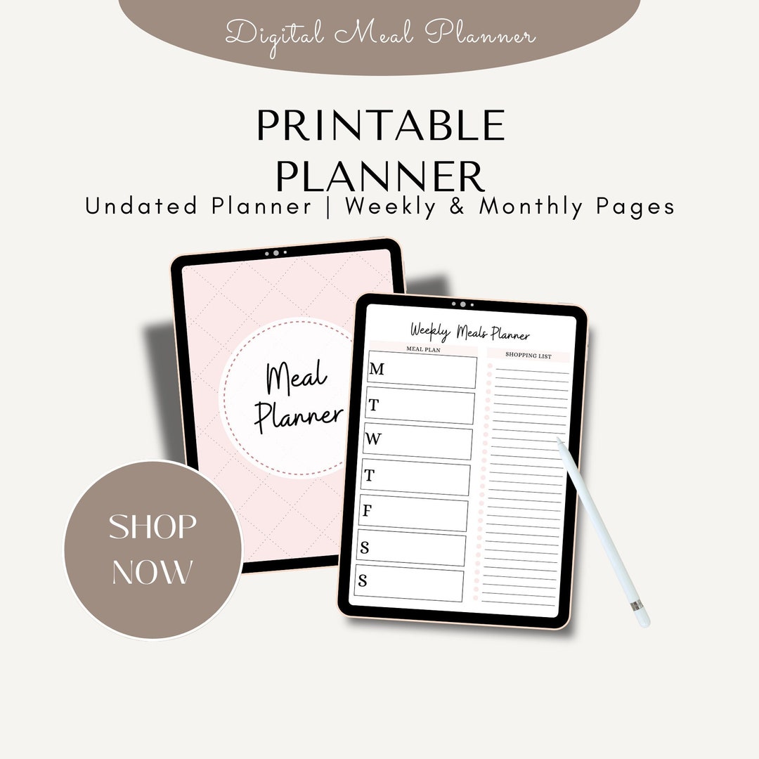 Digital Meal Planner for Ipad, Printable Groceries List, Digital ...