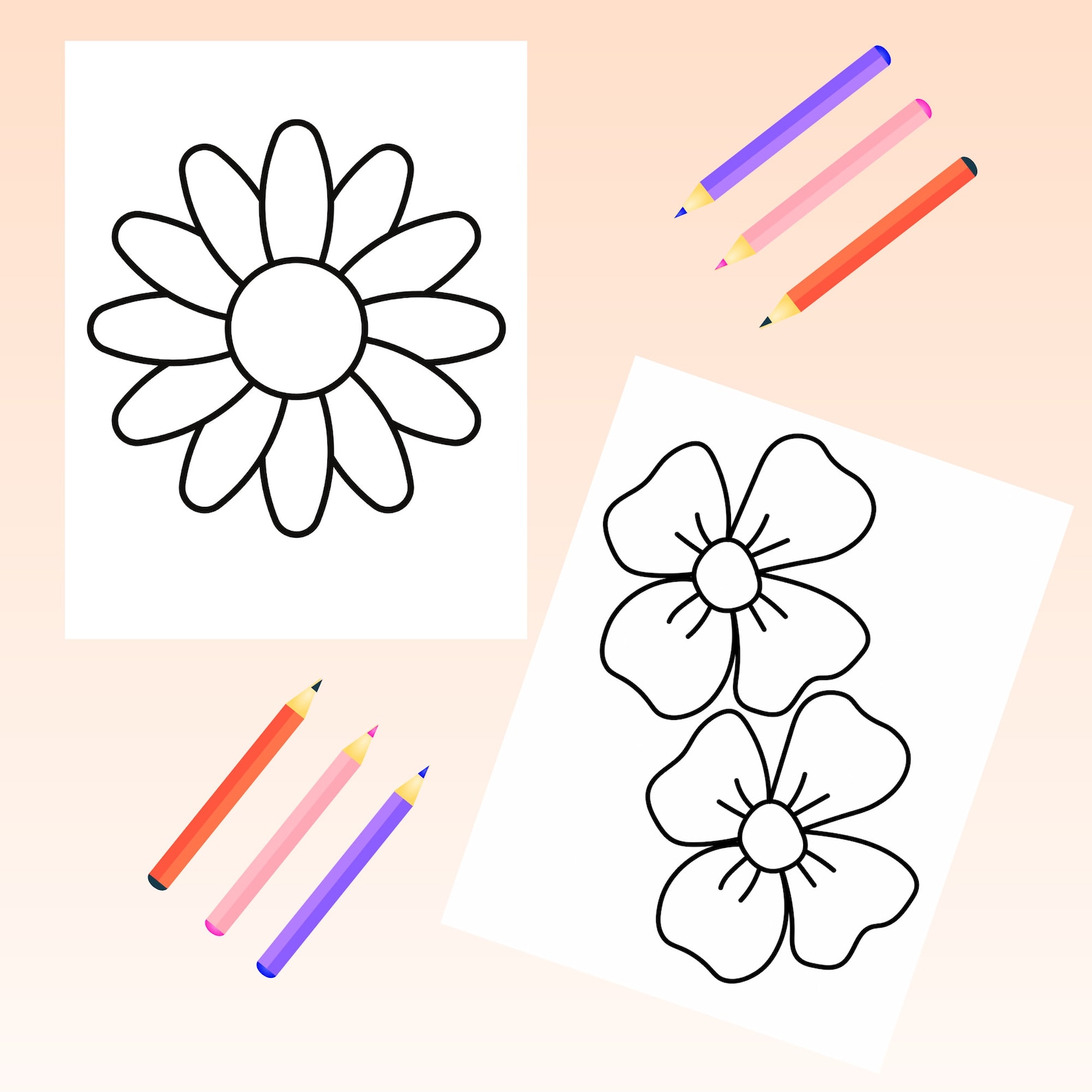 Simple Flower Printable Coloring Pages for Kids, 100 Printable Coloring ...