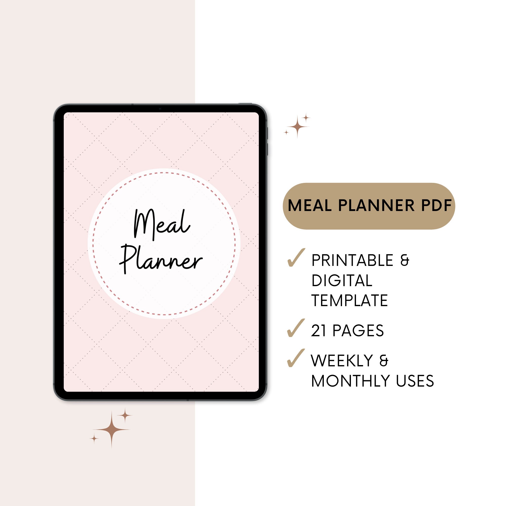 Digital Meal Planner for Ipad, Printable Groceries List, Digital ...