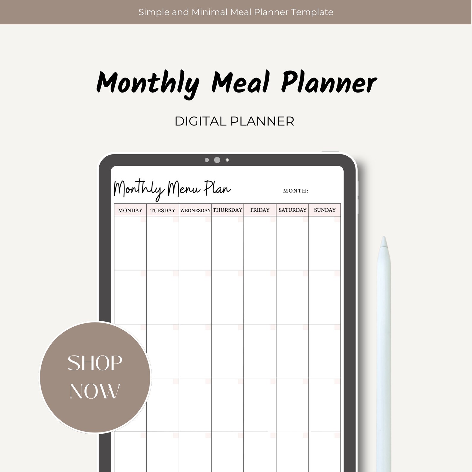 Grocery List and Meal Planner, Meal Plan Template, Weekly Meal Planning ...
