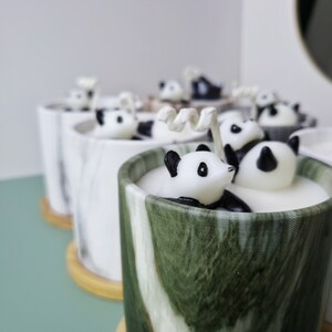 Handmade Panda Candle: Marbled Container, Scented Soy Wax - Etsy