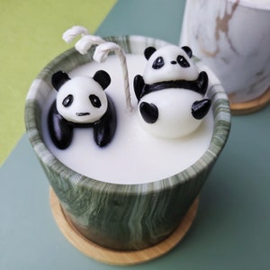 Handmade Panda Candle: Marbled Container, Scented Soy Wax - Etsy
