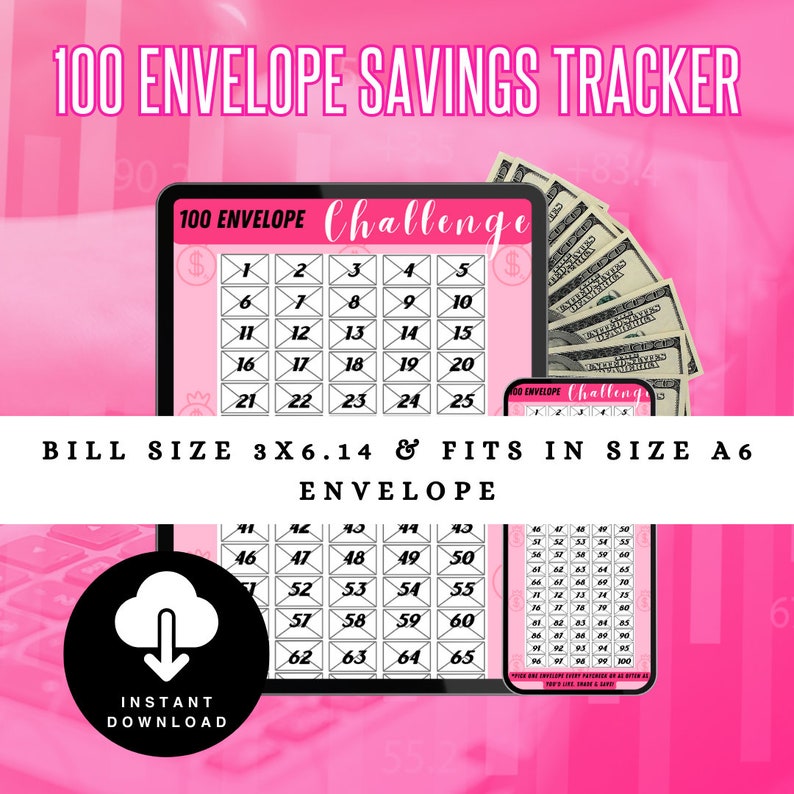100 Envelope Savings Tracker Bill Size Fits A6 Envelope 3x6.14in - Etsy