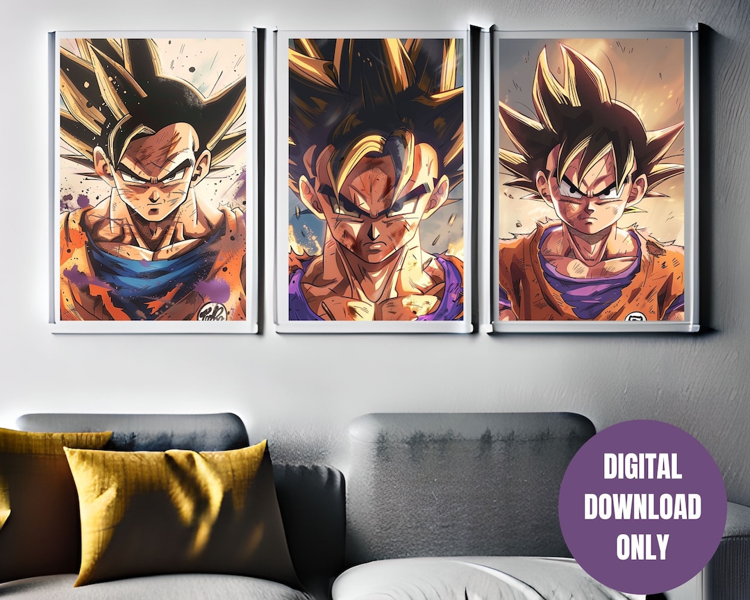 3 Dragonball Z Poster Instant Download Anime Character Digital Wall Art ...