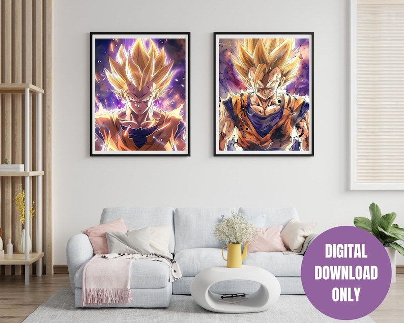 2 Dragonball Z Poster Instant Download Anime Character Digital Wall Art ...