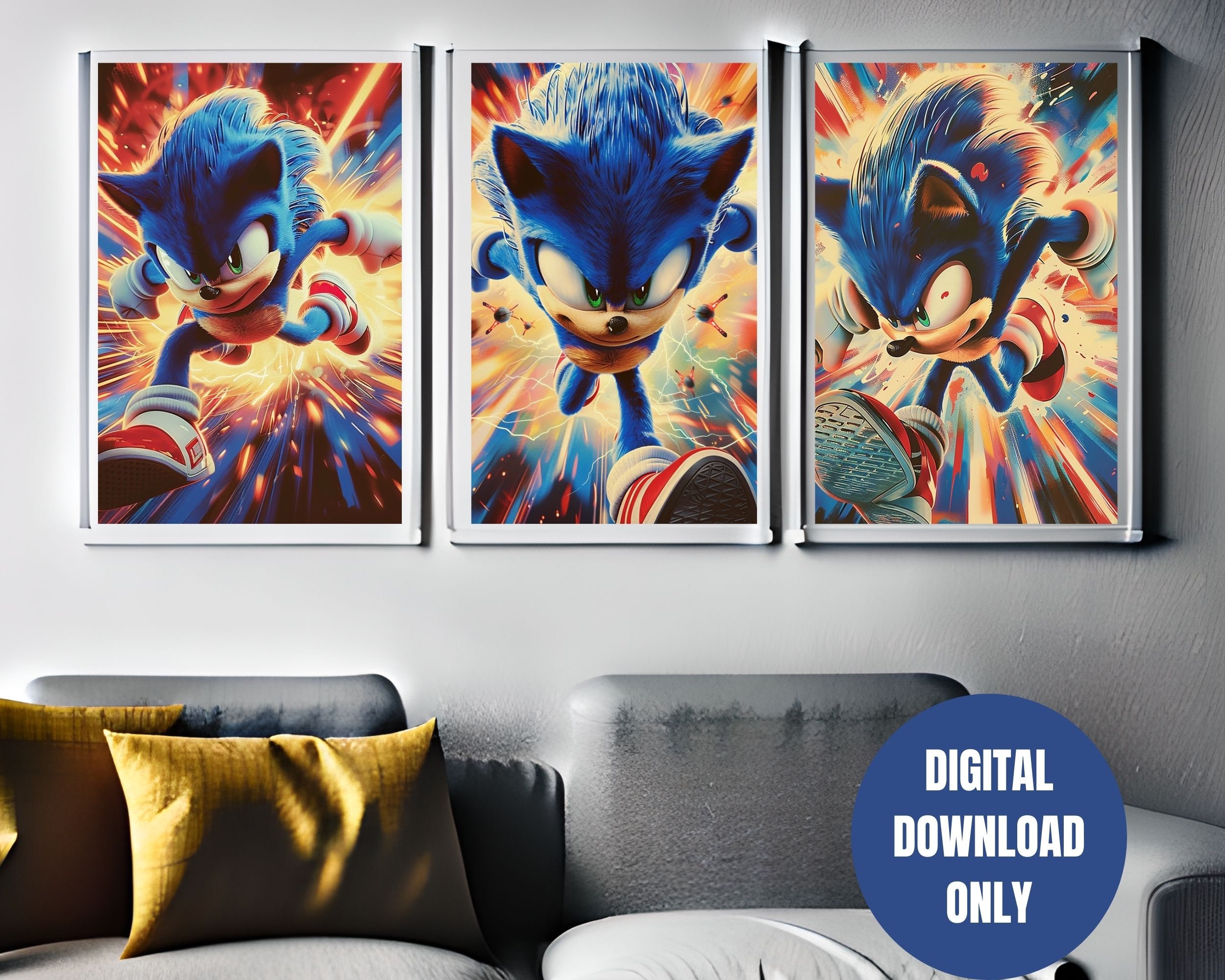 3 Sonic Printable Poster Digital Wall Art Sonic Room Decor for Bed Room ...