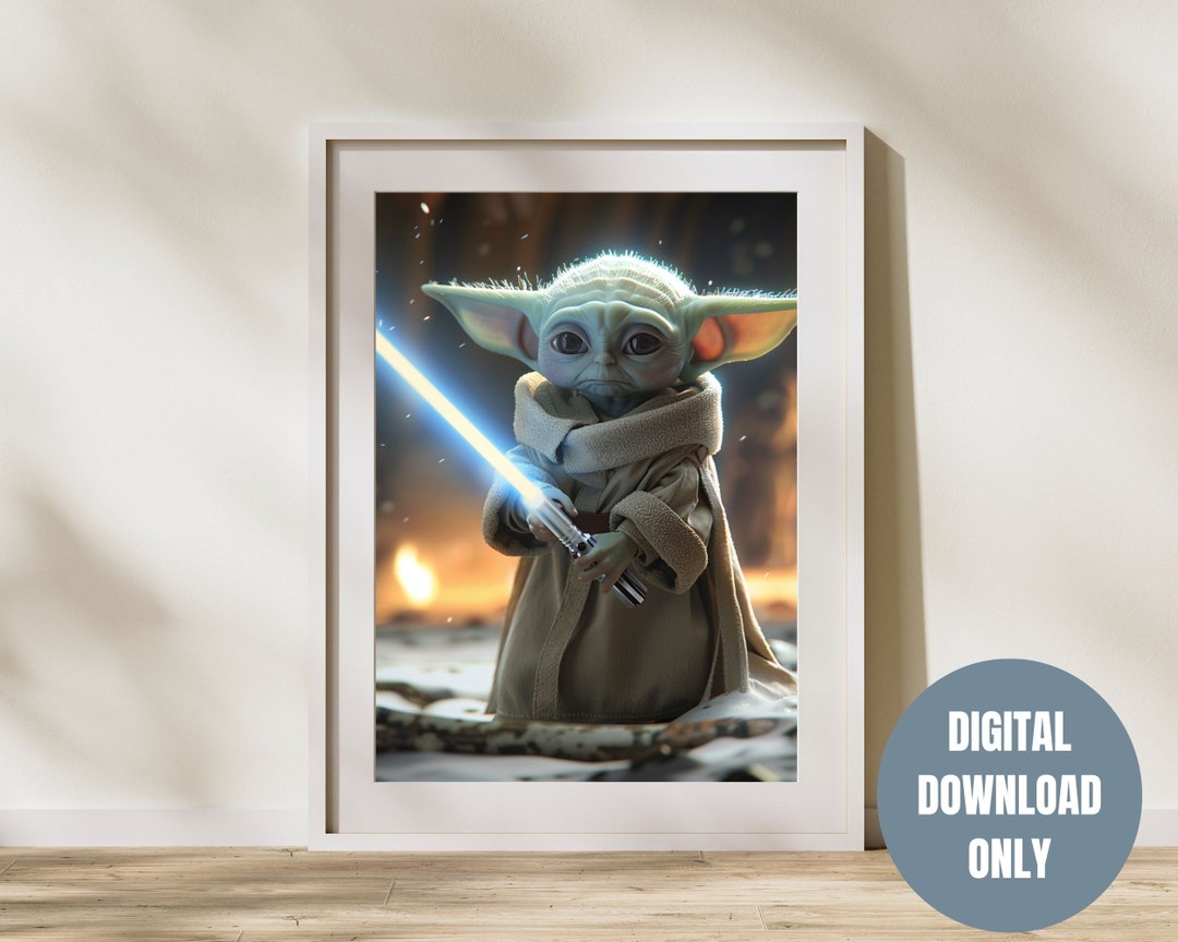 Baby Yoda Poster Digital Wall Art Star Wars Animated Poster Decor for ...