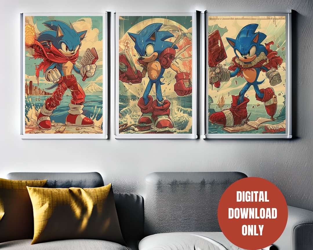 3 Sonic Printable Poster Digital Wall Art Sonic Room Decor for Bed Room ...