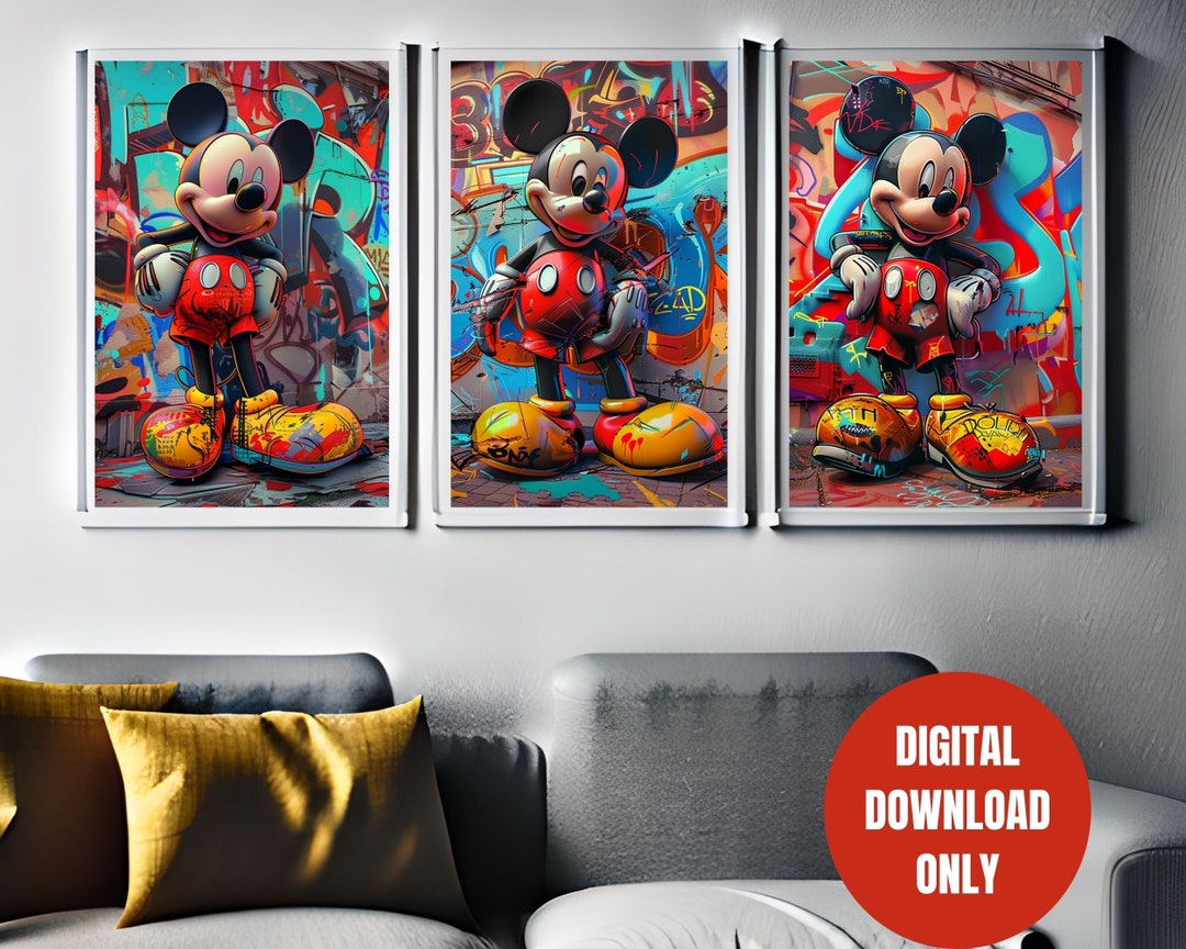 3 Mouse Cartoon Printable Poster Digital Wall Art Mouse Room Decor for ...
