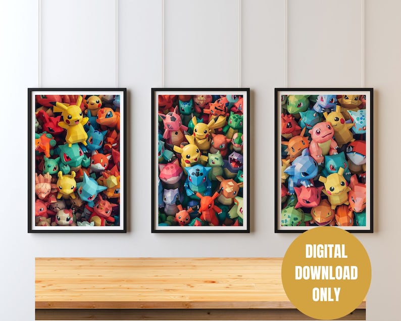 3 Cartoon Printable Poster Digital Wall Art Cartoon Room Decor for Bed ...