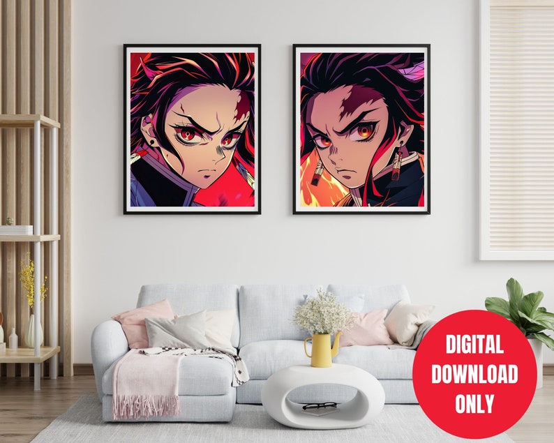 2 Demon Slayer Digital Wall Art Poster Demon Slayer Anime Character ...