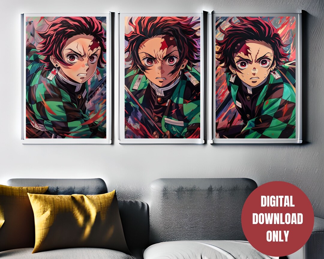 3 Demon Slayer Digital Wall Art Poster Kimetsu No Yaiba Anime Character ...