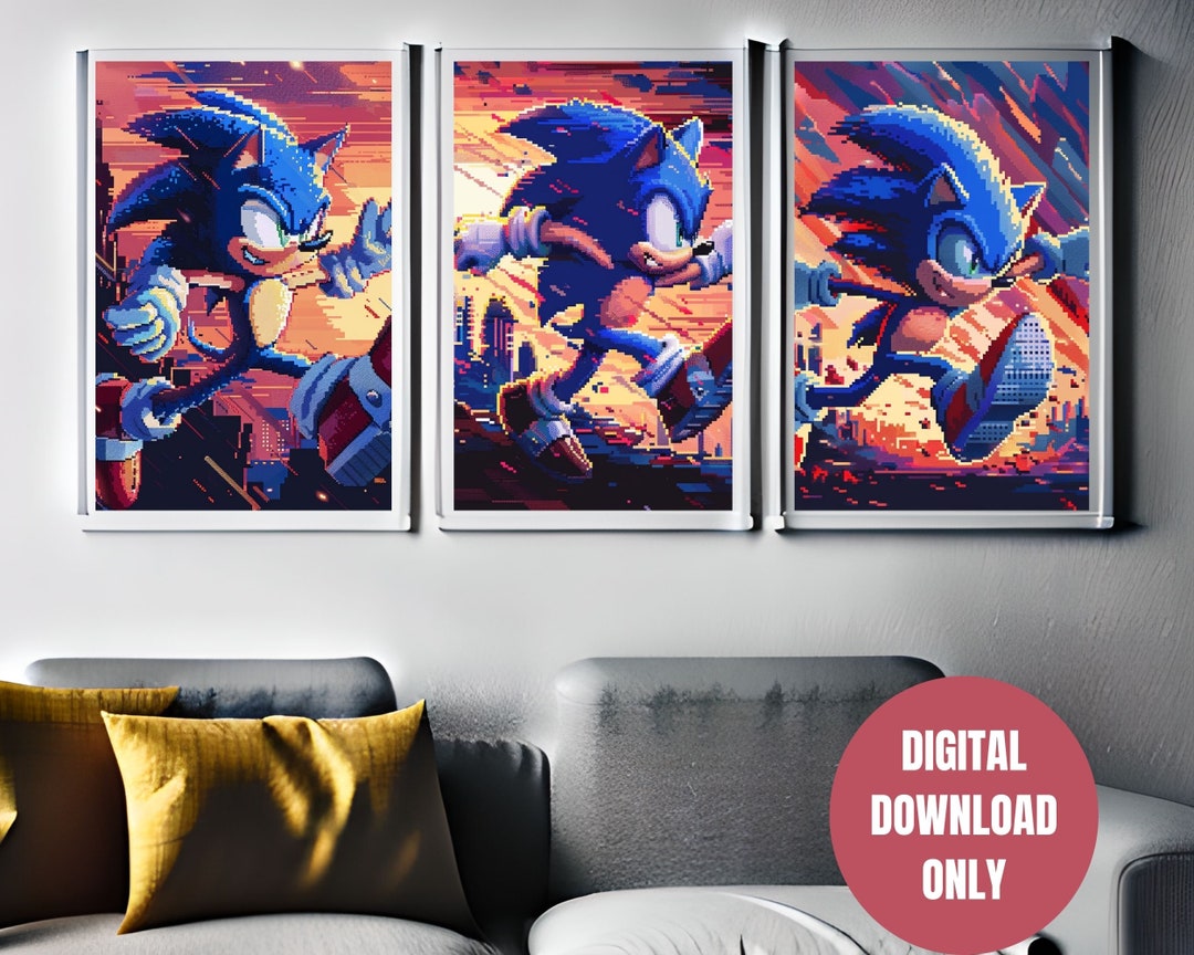 3 Sonic Printable Poster Digital Wall Art Sonic Room Decor for Bed Room ...