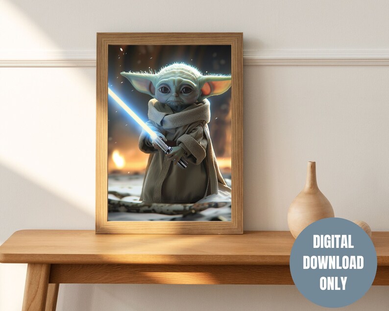 Baby Yoda Poster Digital Wall Art Star Wars Animated Poster Decor for ...