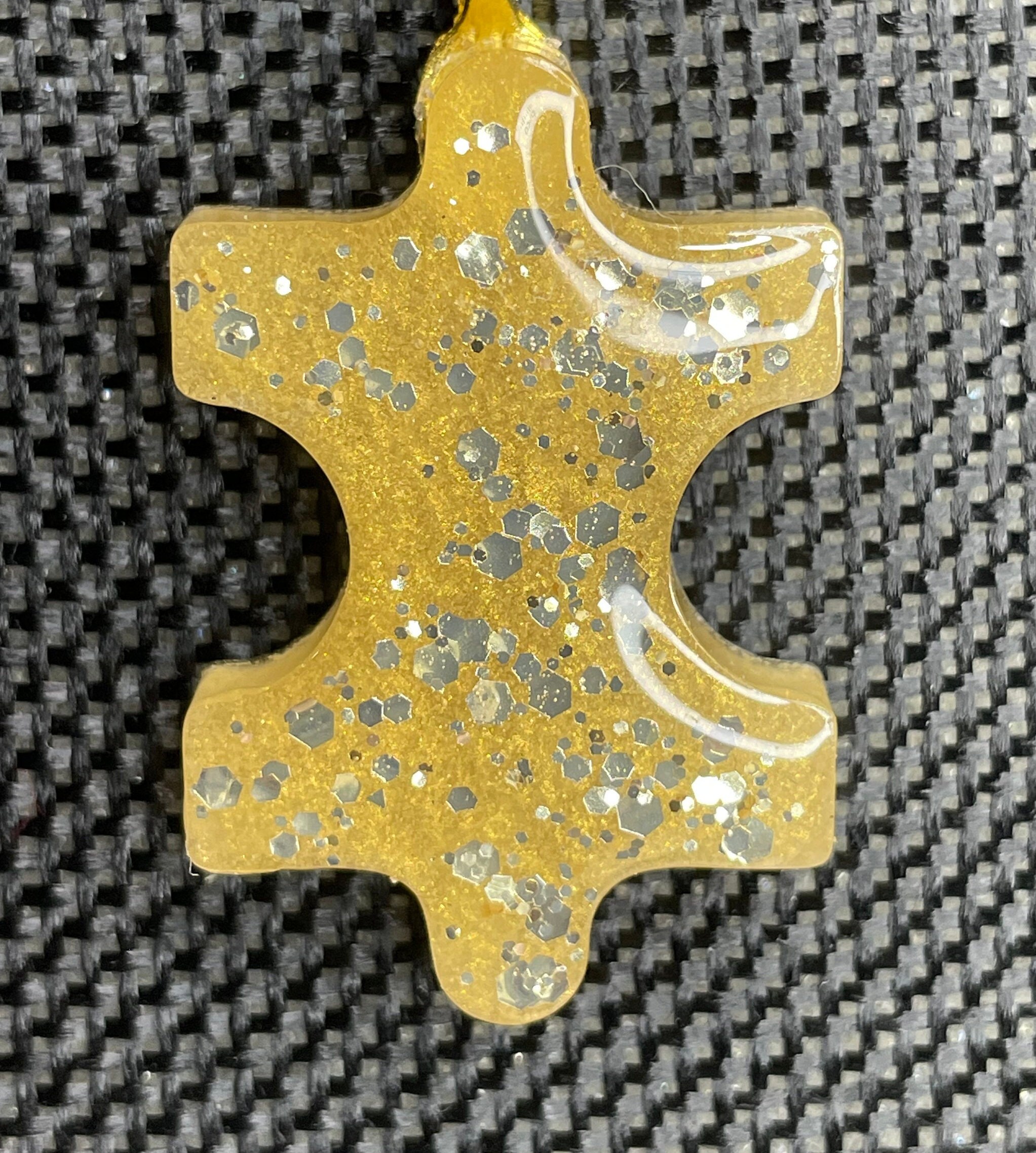 Yellow Puzzle Piece, Mica Powder Pendant, Resin Jewelry, Pendant ...
