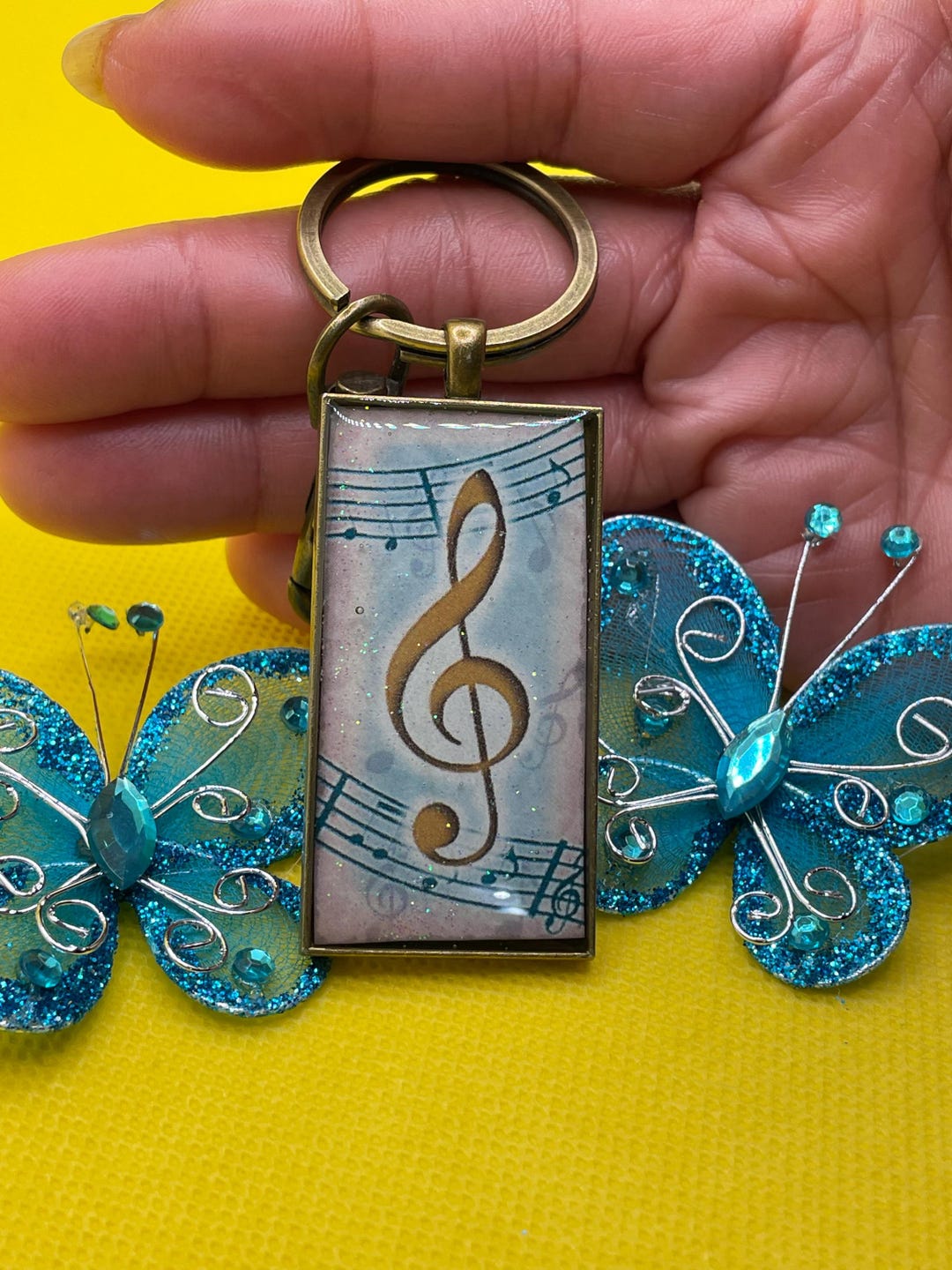 Treble Clef Pendant Necklace or Keychain, Sheet Music Jewelry, Music ...