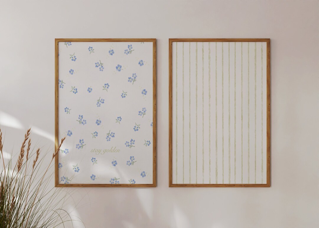 Set of 2 Coastal Granddaughter Downloadable Art Prints, Blue Flowers ...