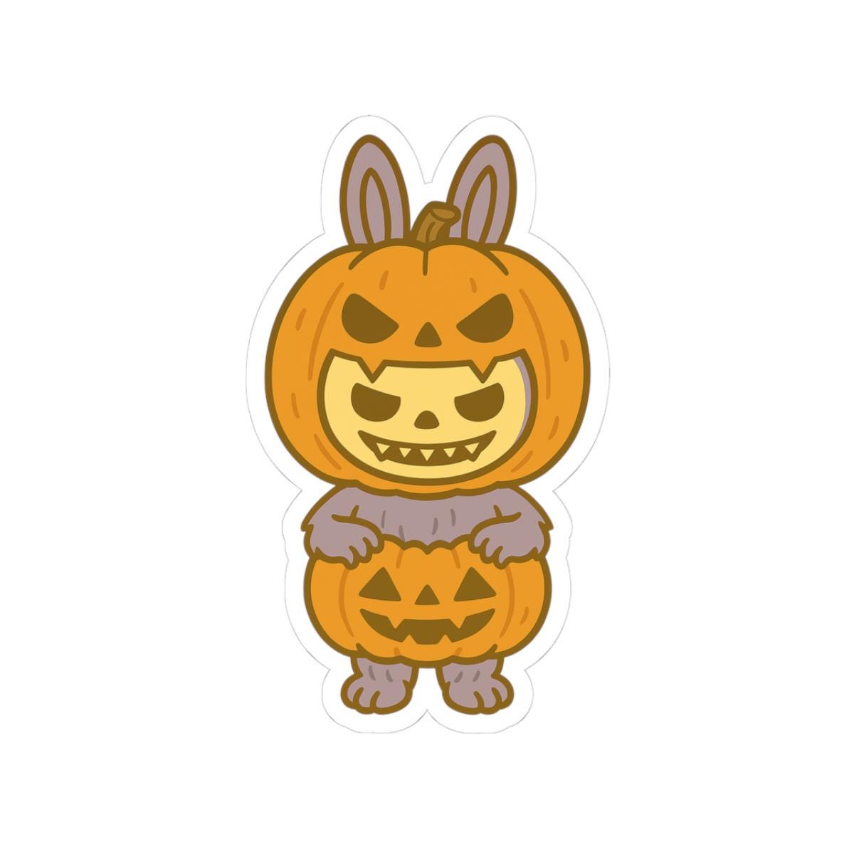Pumpkin Labubu Halloween Sticker: Spooky Vinyl Decal - Etsy