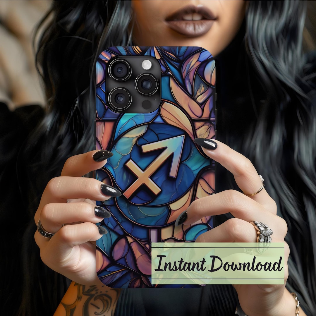 Sagittarius Zodiac Stained Glass Phone Case PNG, Astrology Digital ...