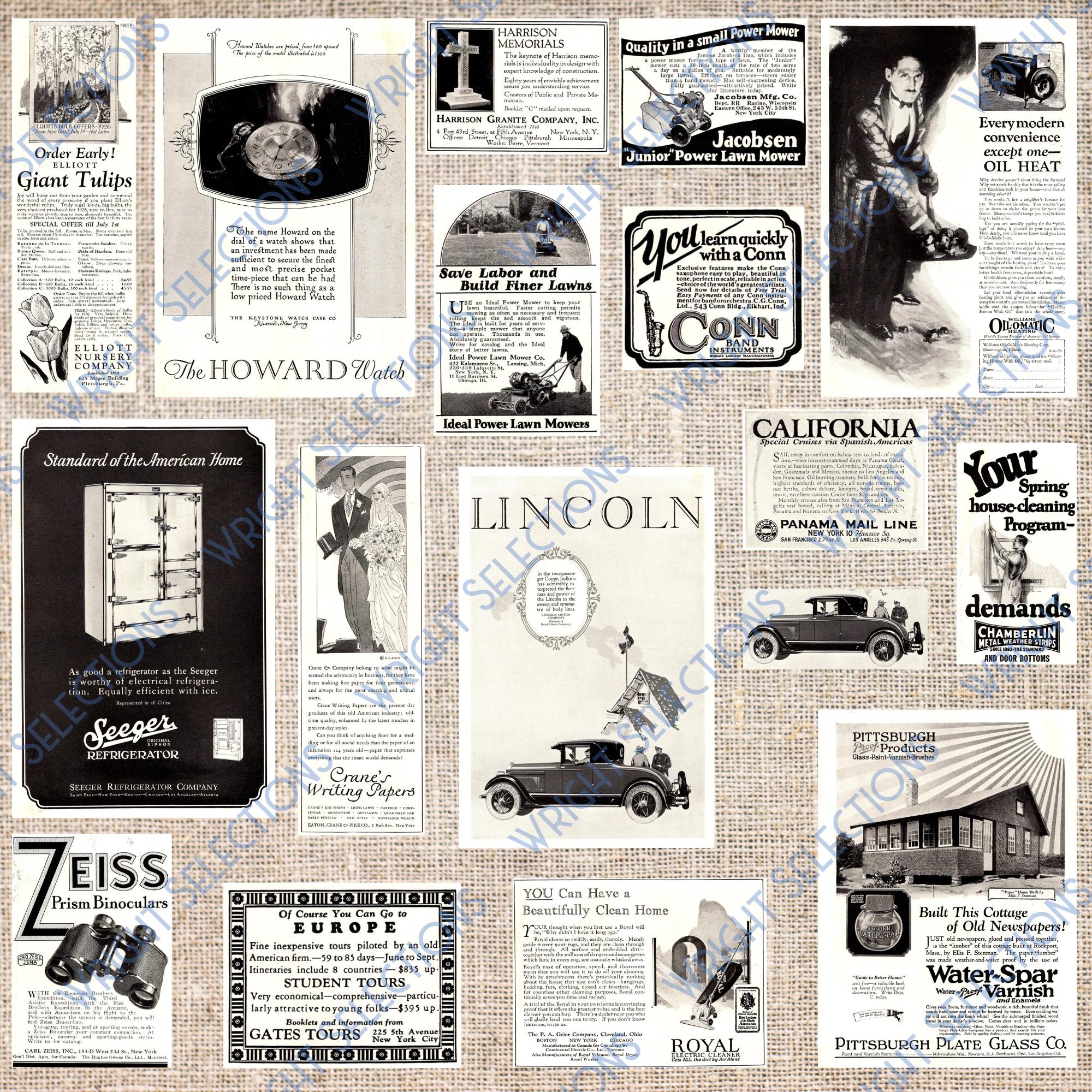 DIGITAL Collection of 1920s Black and White Assorted Advertisements ...