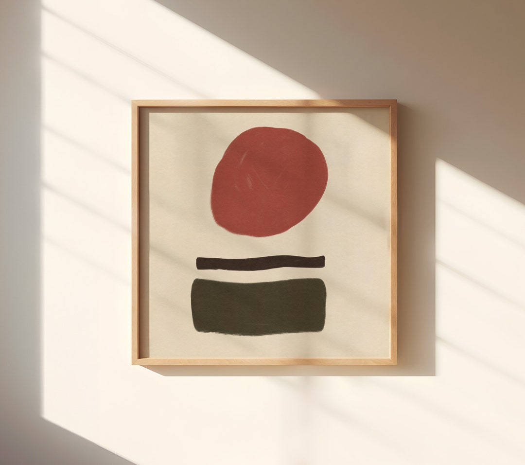 Curated Art Print Classy Abstract Art Piece Red Circle Unique Art Piece ...