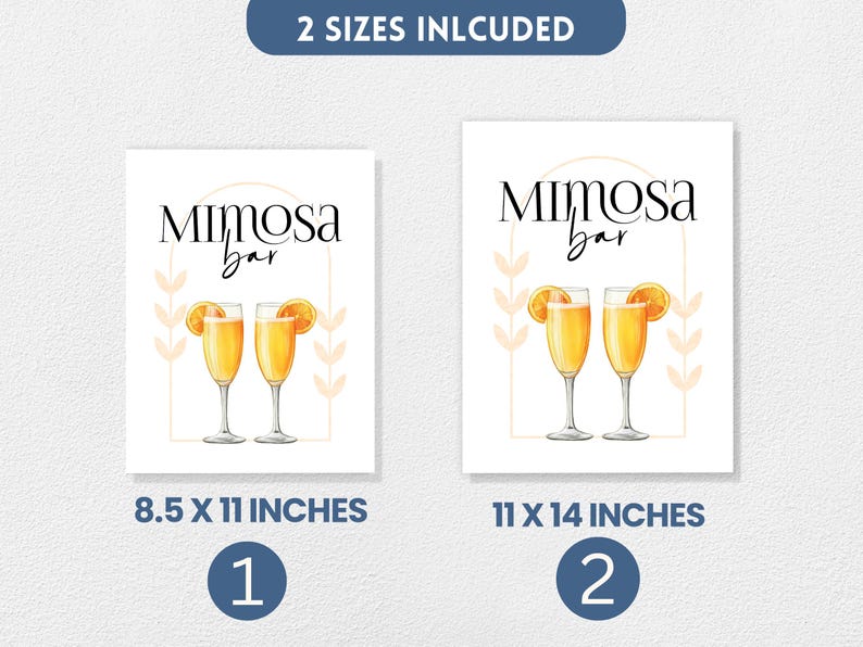 Mimosa Bar Sign Printable for Bridal Shower Bar Signage in 2 Sizes - Etsy