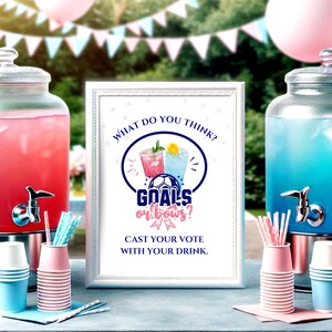 Printable Gender Reveal Drink Station Sign Goals or Bows Theme Cast ...
