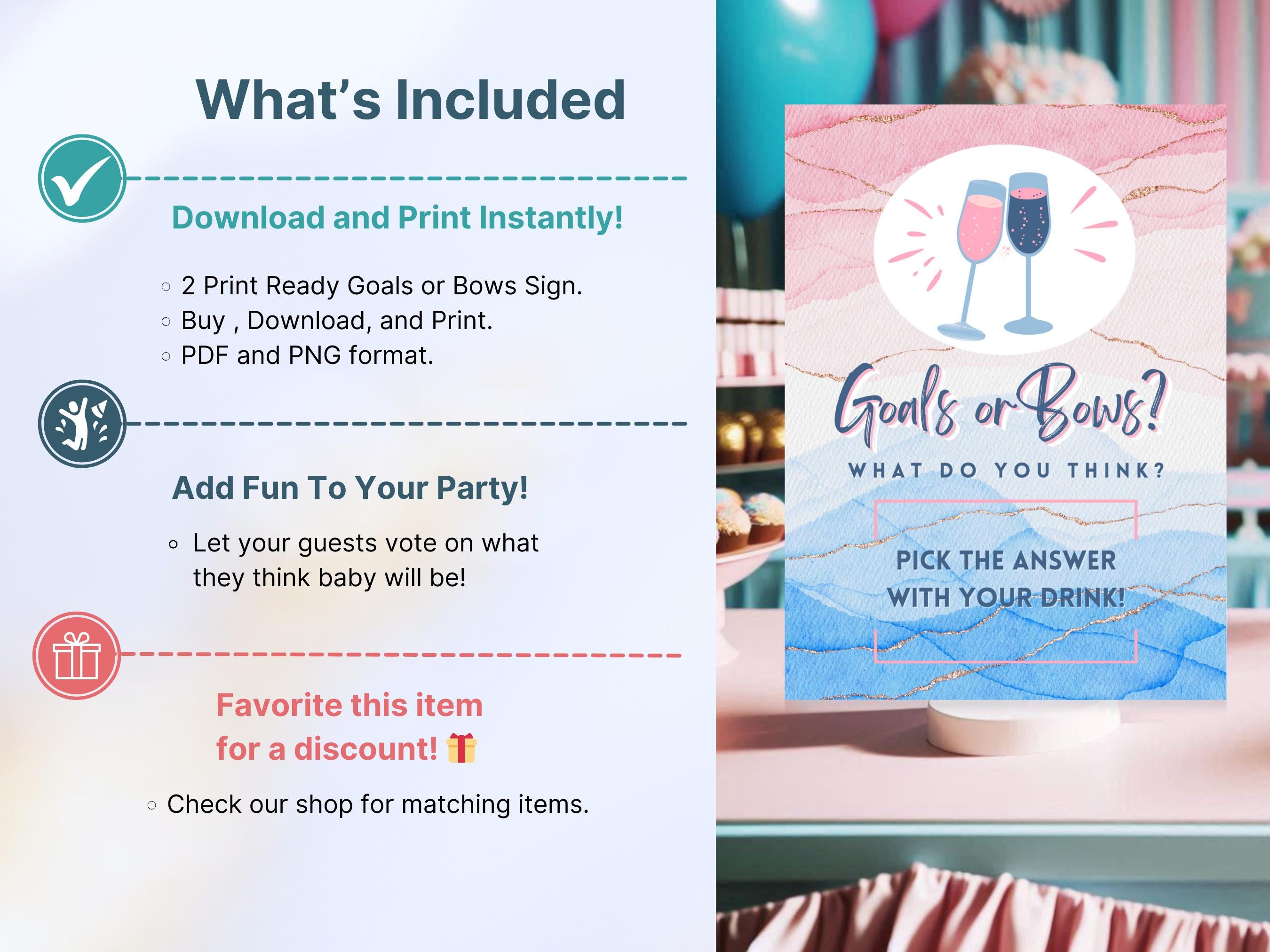 Goals or Bows Drink Station Activity Sign for Gender Reveal - Etsy