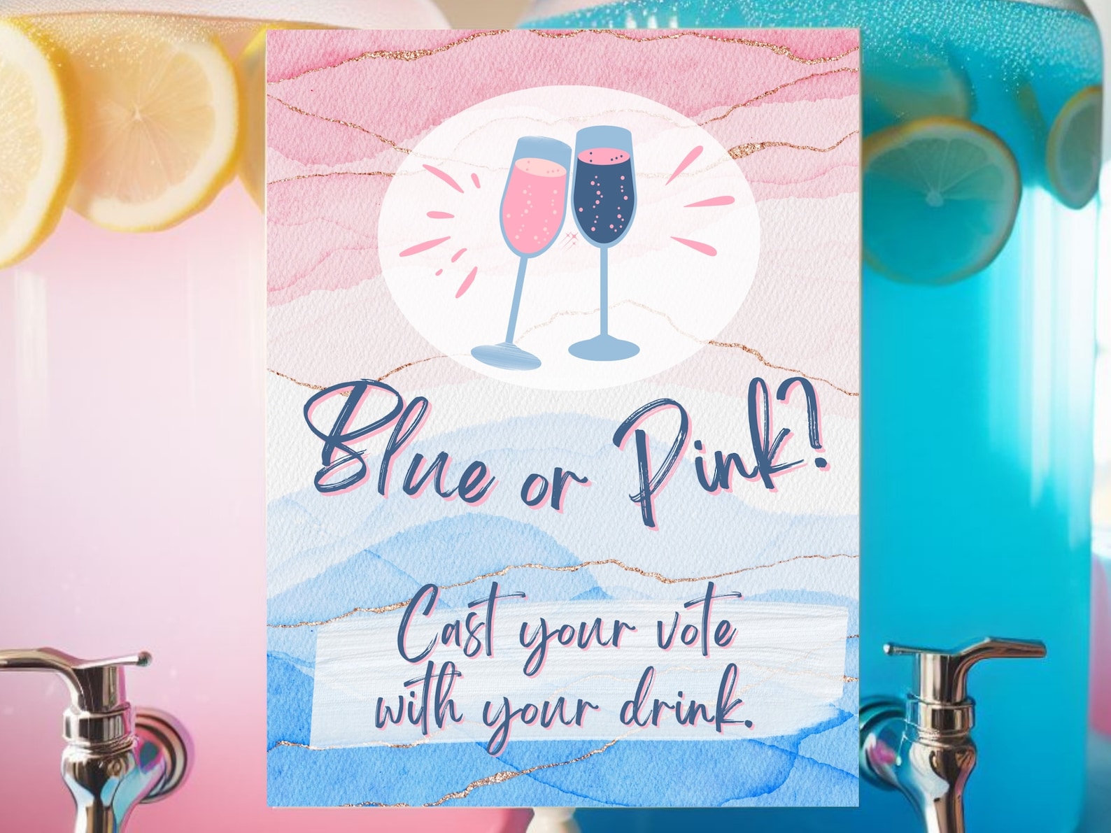 Gender Reveal Drink Station Activity Sign Baby Reveal He or She Pink or ...