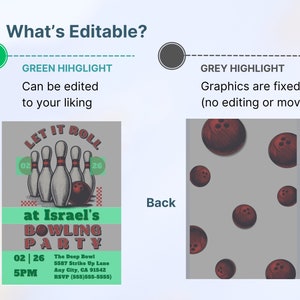 Editable Bowling Party Canva Template Printable Matching Cupcake ...