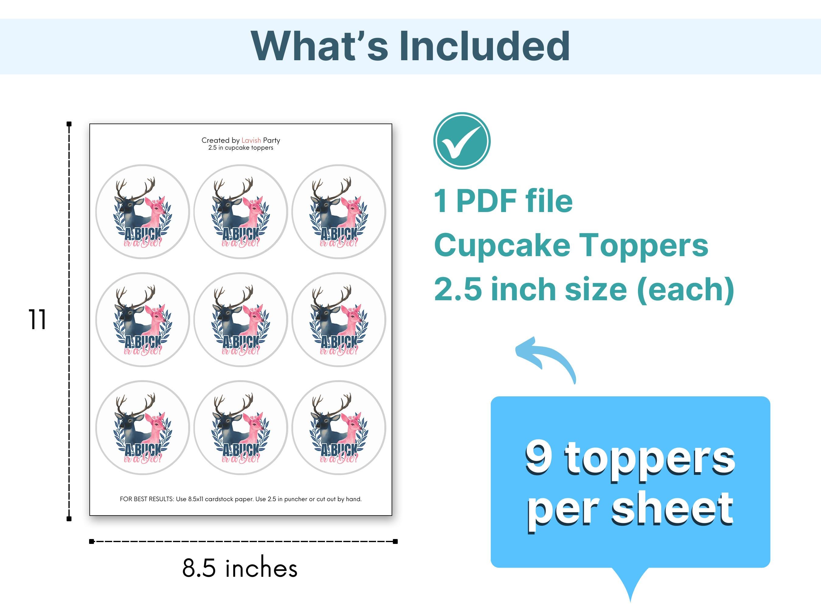 Buck or Doe Gender Reveal Printable Toppers for He or She Baby Reveal ...