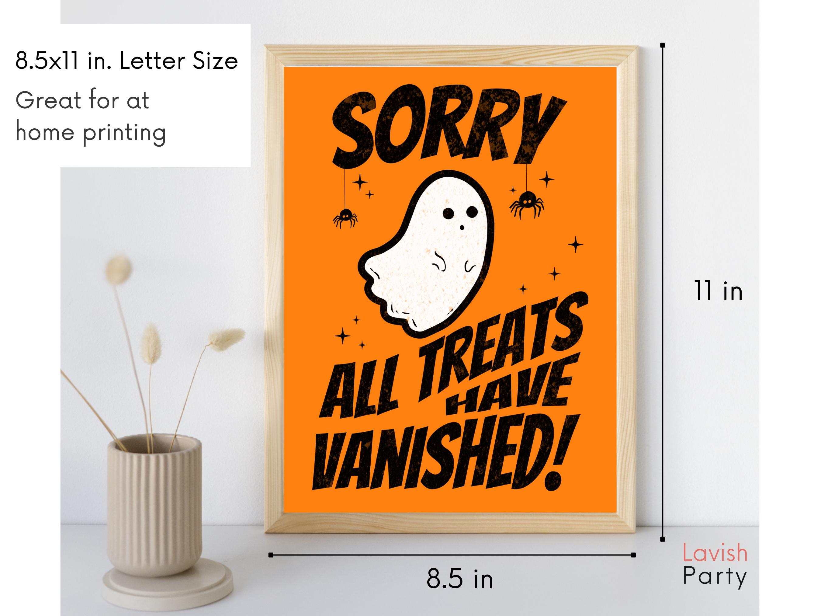 Printable Halloween Sign No Candy Sign for Halloween Sorry Out of Candy ...