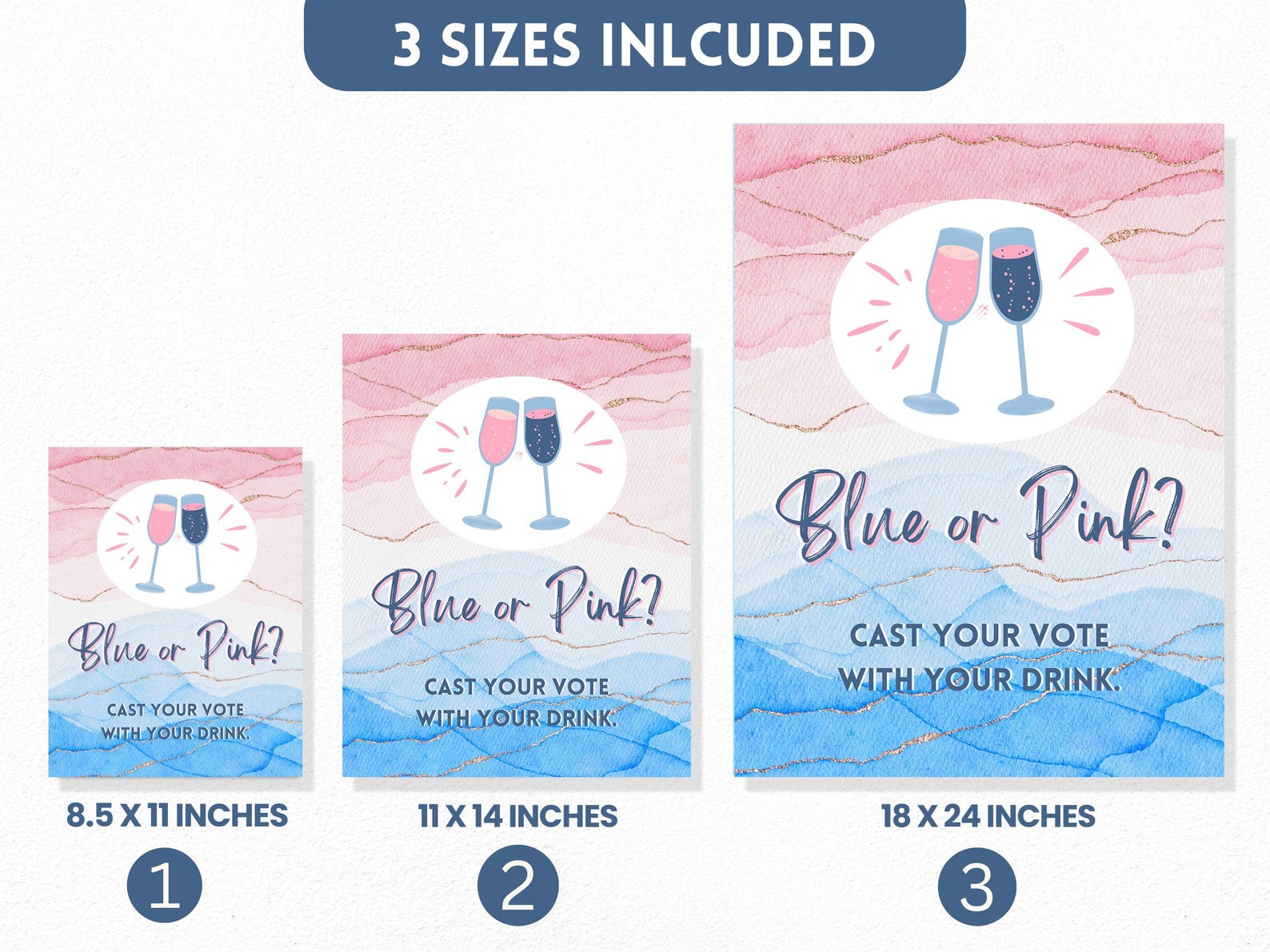 Printable Gender Reveal Drink Station Sign Pink and Blue Party Beverage ...