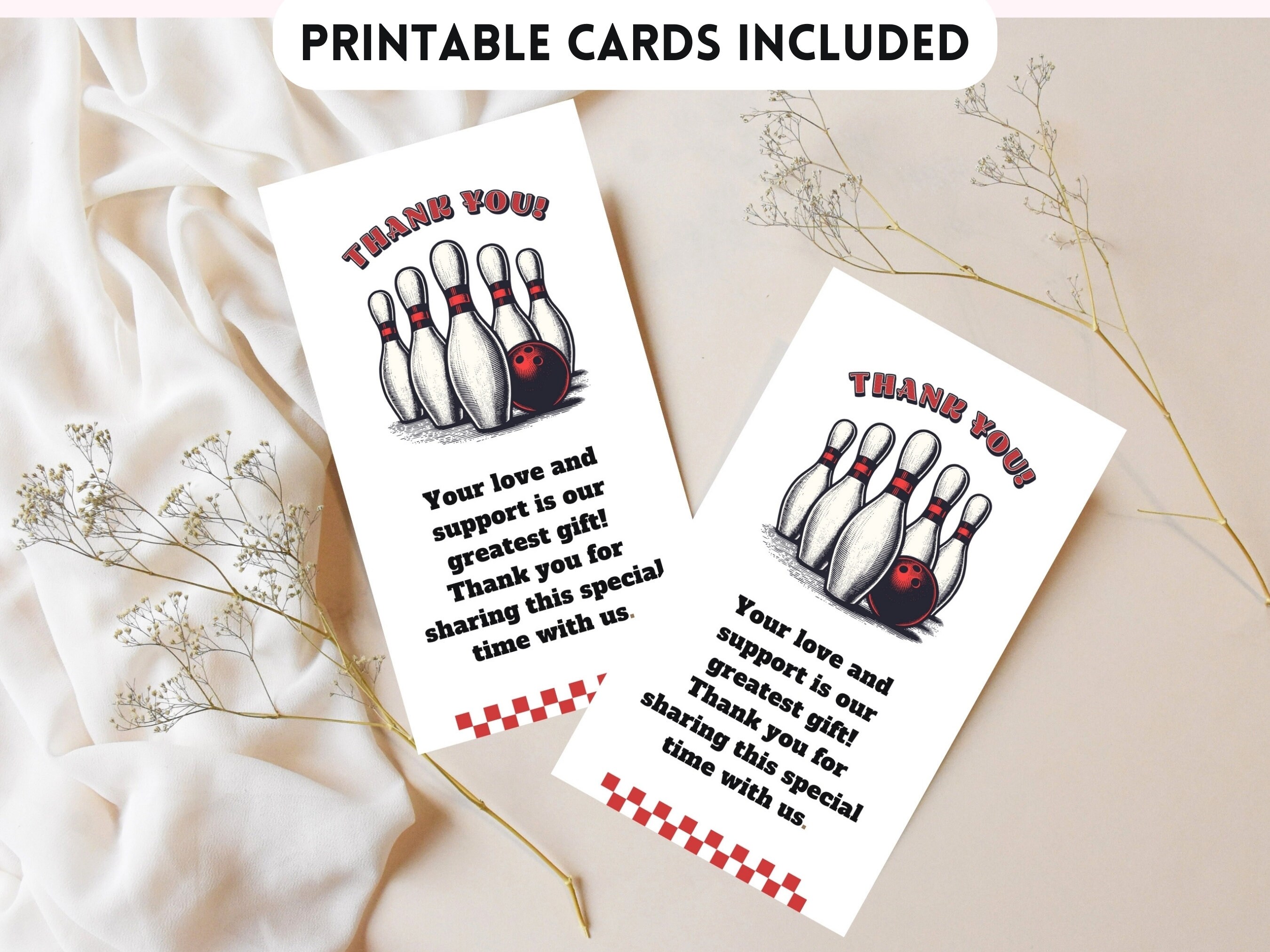 Editable Bowling Party Canva Template Printable Matching Cupcake ...