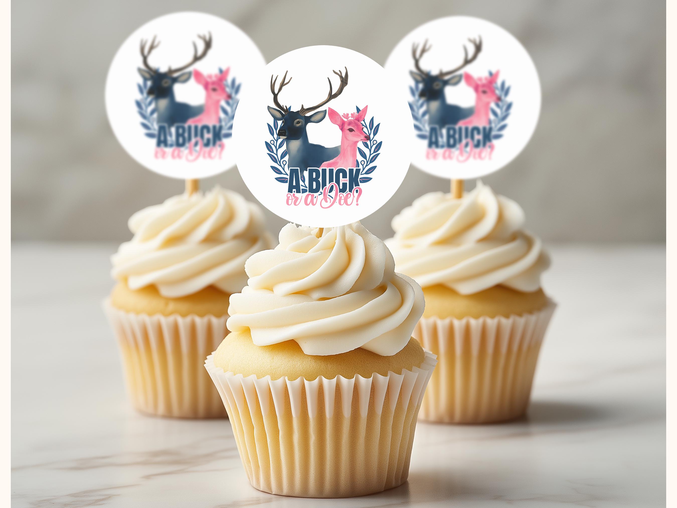 Buck or Doe Gender Reveal Printable Toppers for He or She Baby Reveal ...