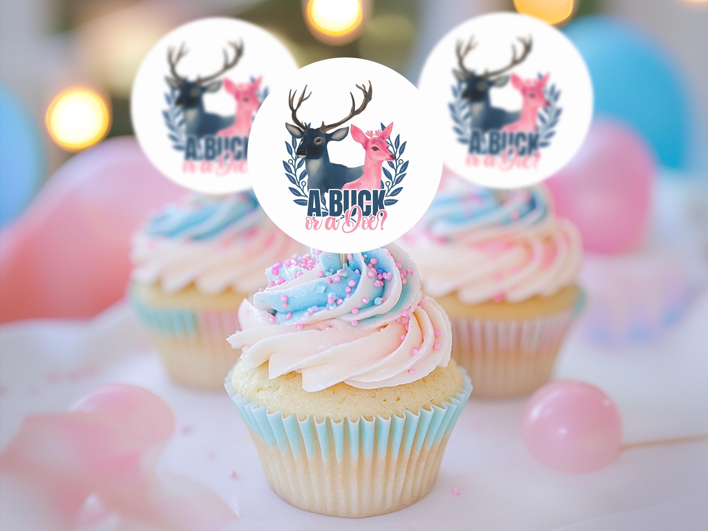 Buck or Doe Gender Reveal Printable Toppers for He or She Baby Reveal ...