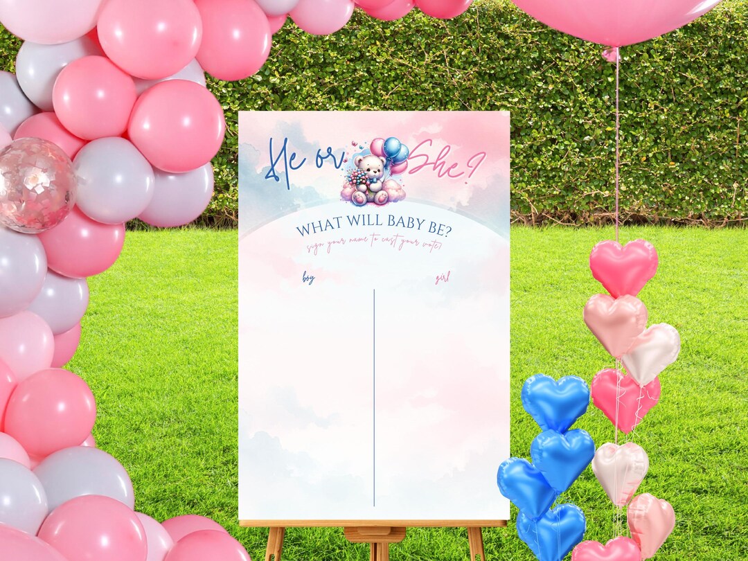 Vote Boy Girl Gender Reveal Drink Game Sign for Baby Reveal Party ...