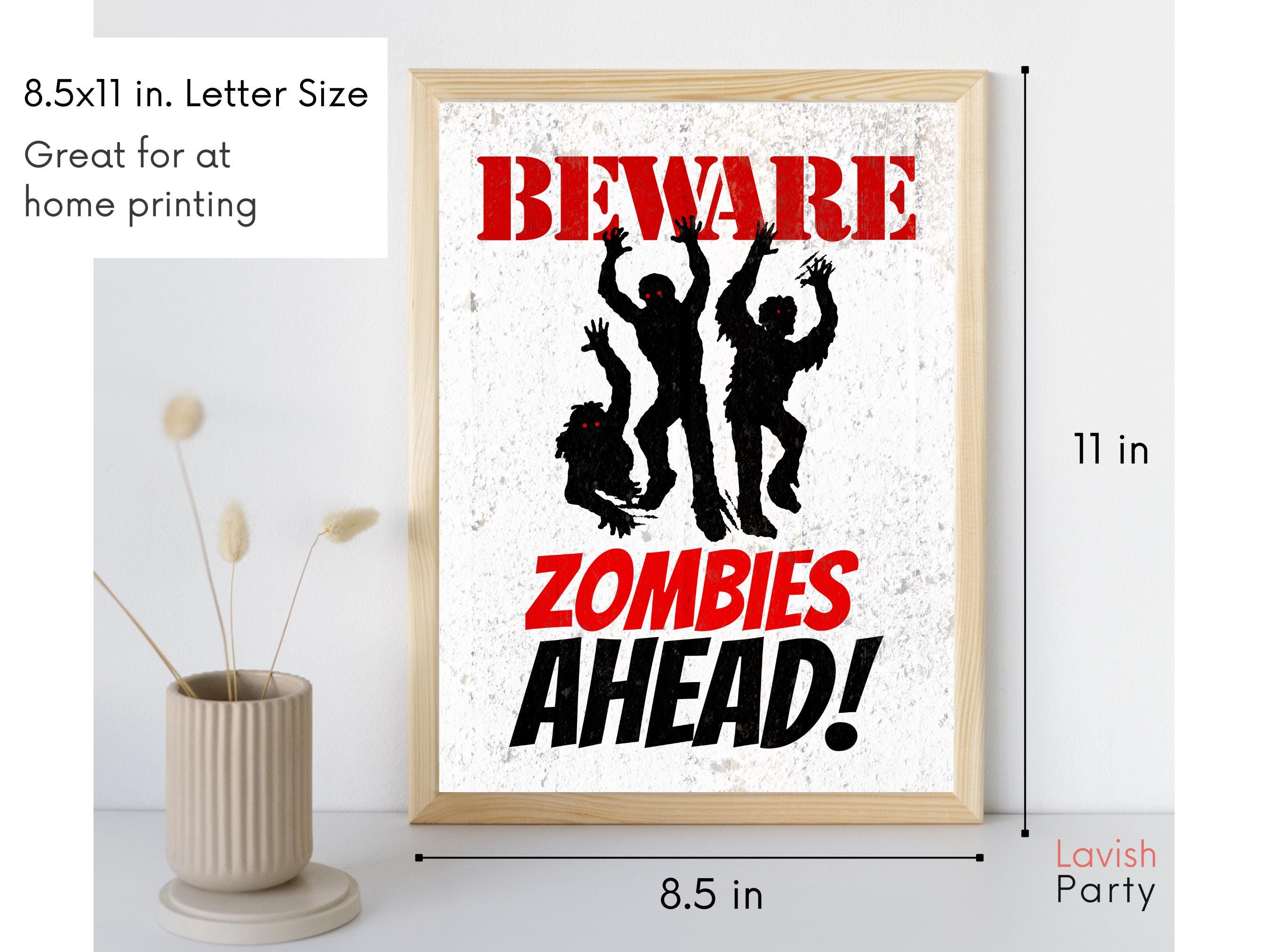 Beware Zombies Printable Sign for Halloween Decor Instant Download ...