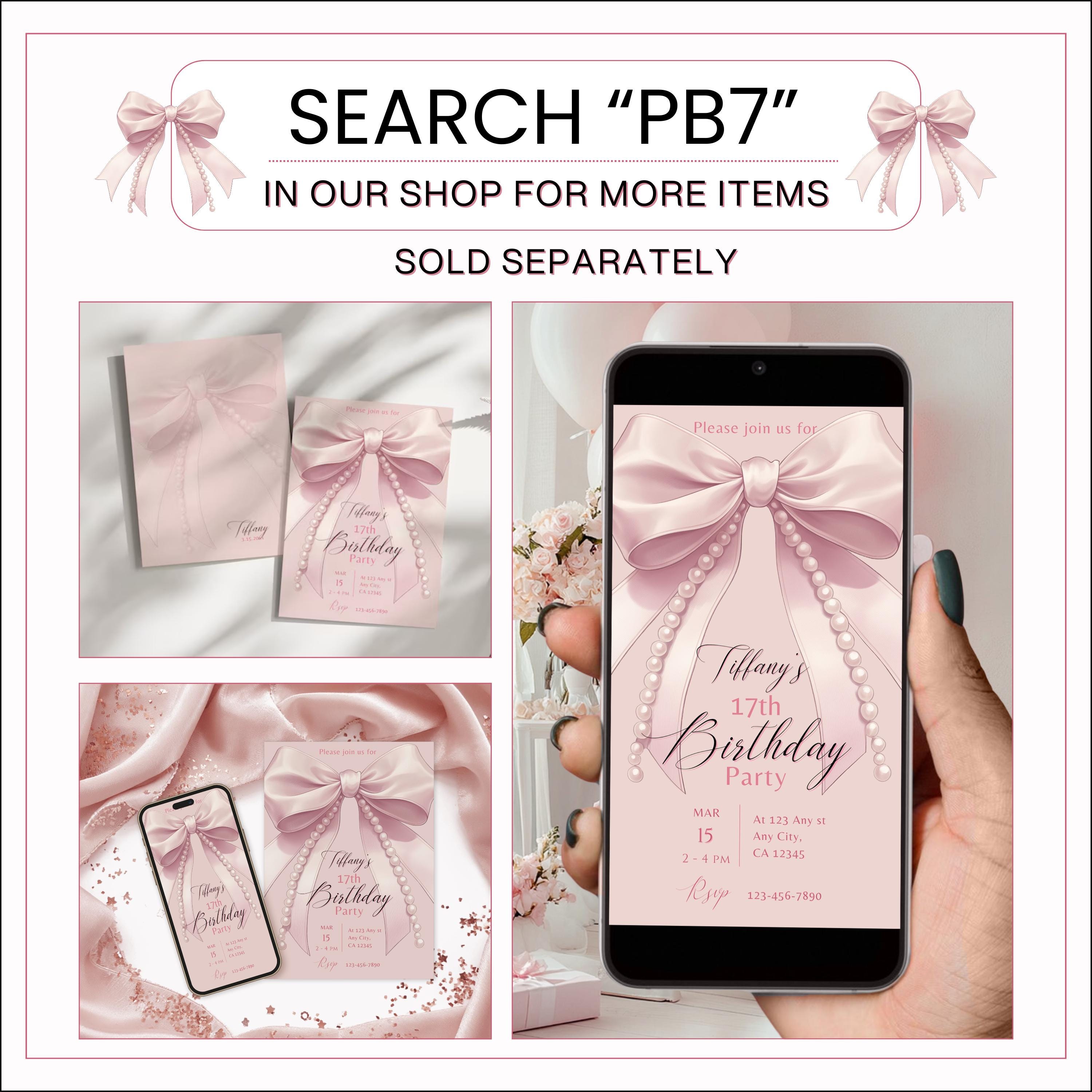 Pink Bow Birthday Invitation Editable Canva Template in Pink Coquette ...