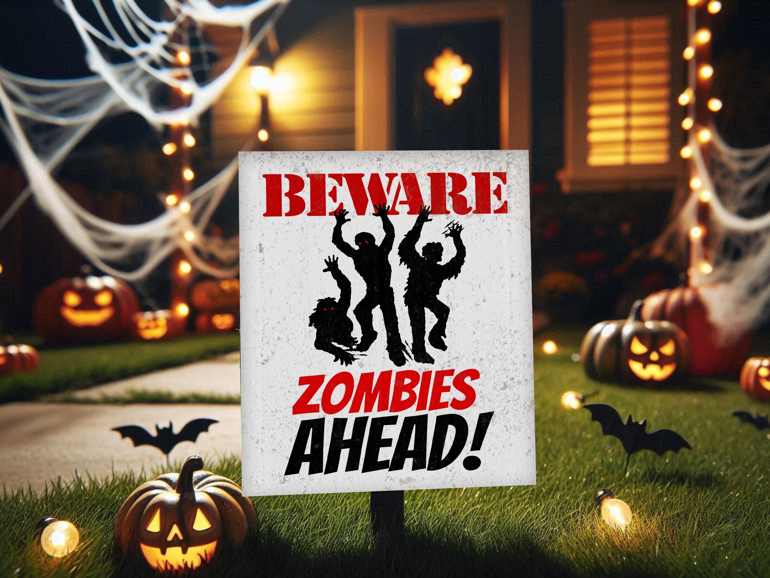 Beware Zombies Printable Sign for Halloween Decor Instant Download ...